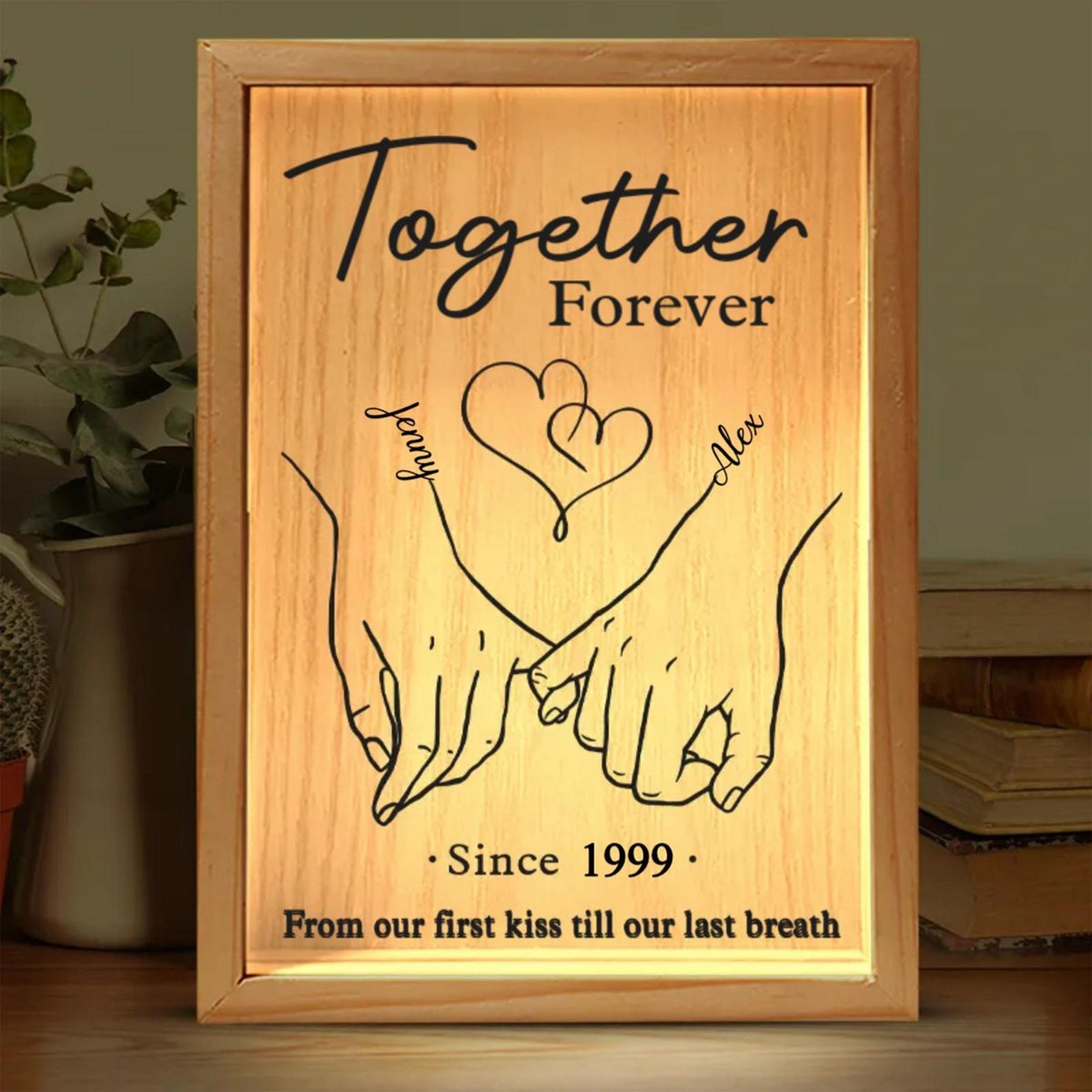 Personalized Frame Light Box Couple, Family Members Together Forever ...