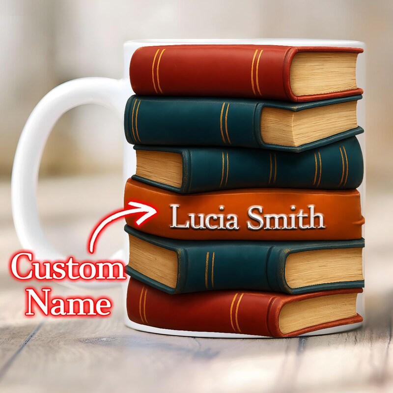 Stack of Books Coffee Mug - Etsy