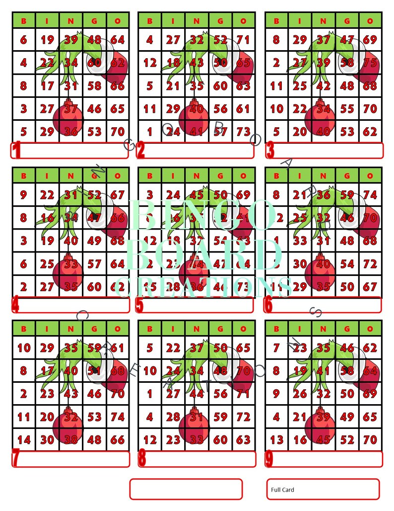 Grinch Bingo Cards - Etsy