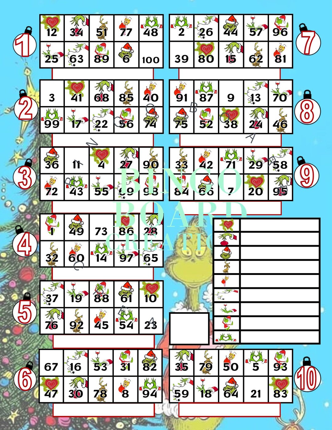 Grinch Bingo Package -11 Boards Total - Etsy