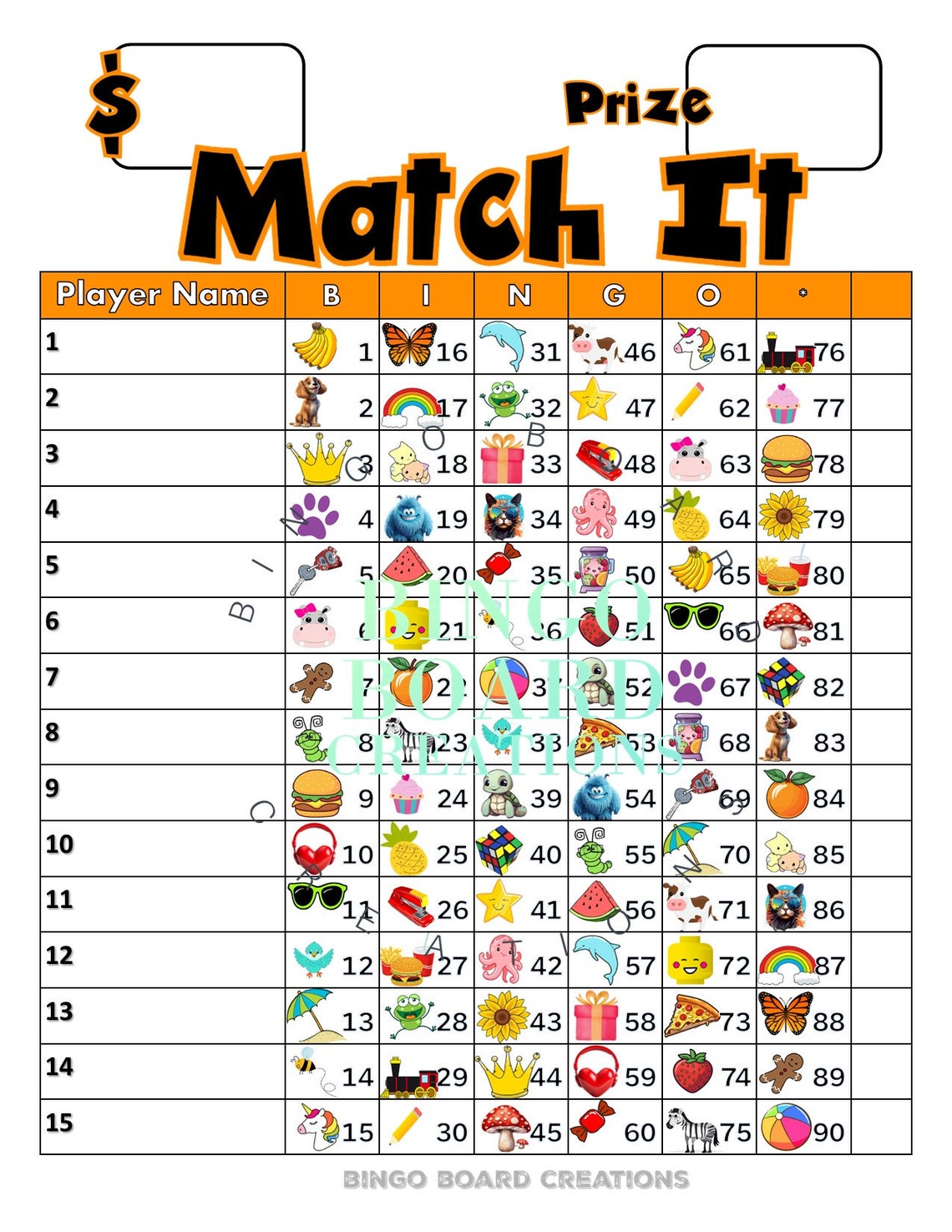 Match It Straight Bingo Boards - Etsy