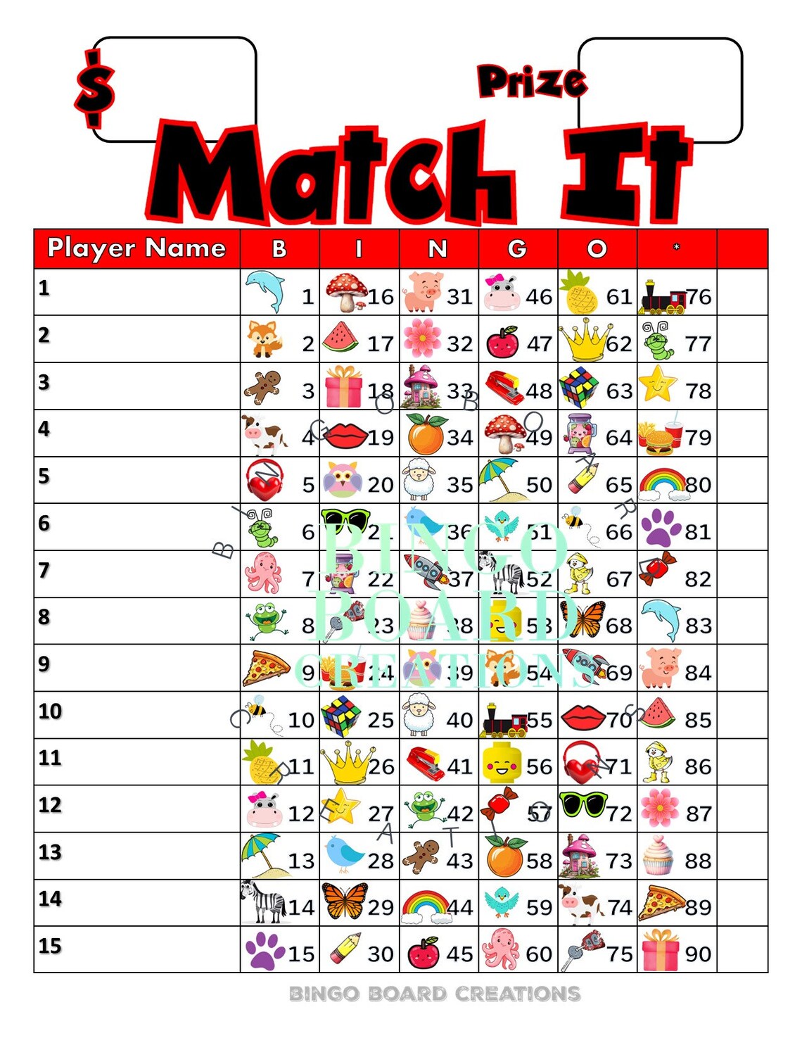 Match It Straight Bingo Boards - Etsy