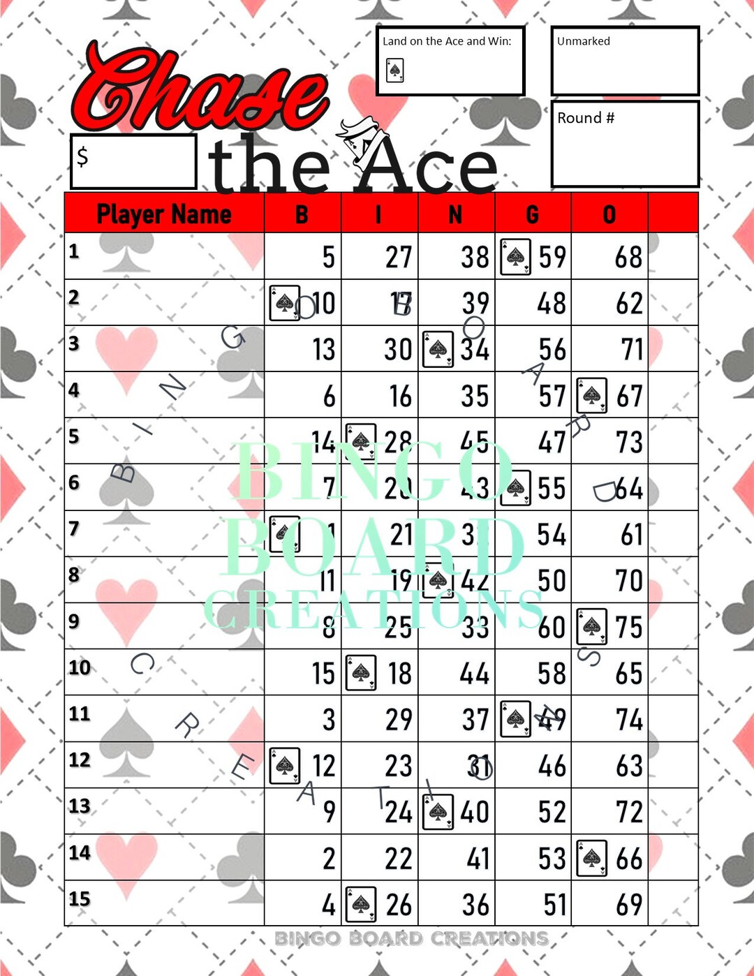 Chase the ACE Bingo Package - Etsy
