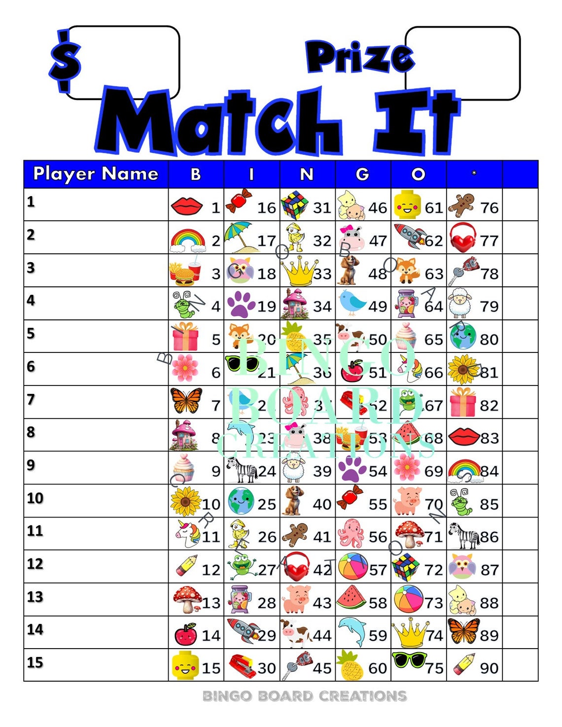 Match It Straight Bingo Boards - Etsy