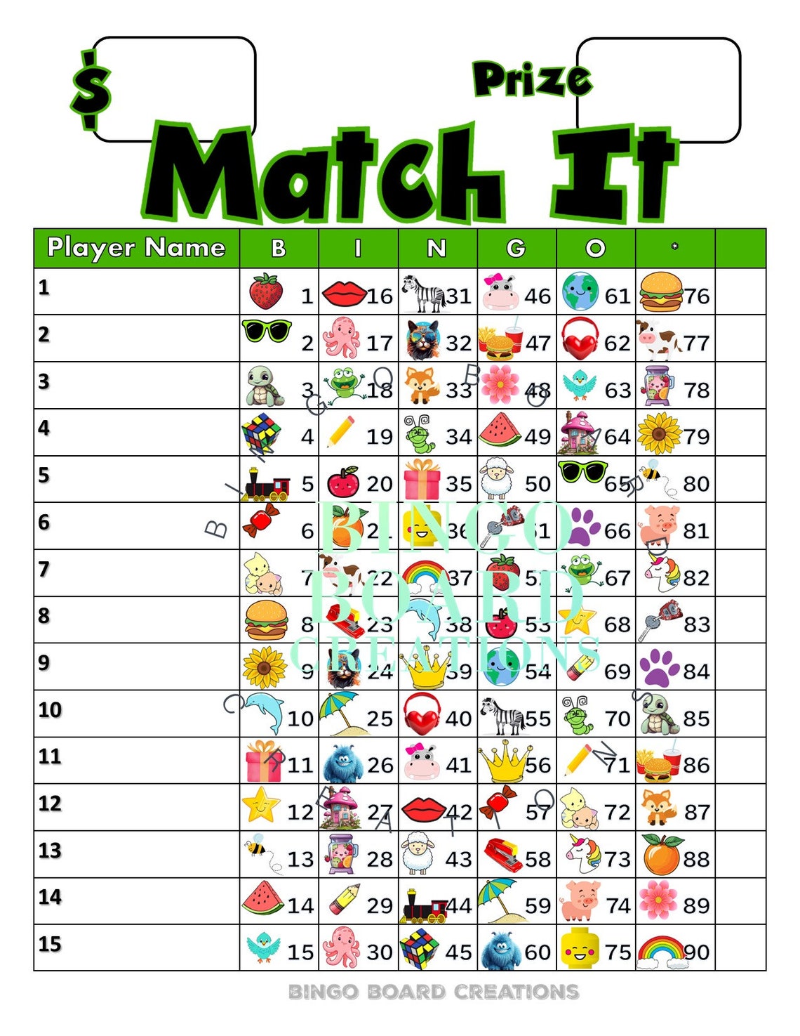 Match It Straight Bingo Boards - Etsy