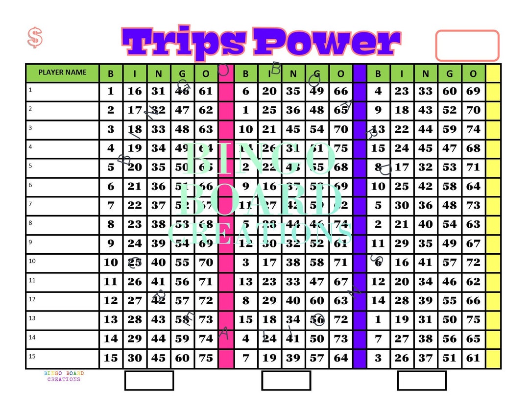 Triple Bingo Boards 75 Ball - Etsy