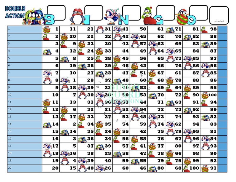 Double Action 100 Ball Bingo Boards - Etsy