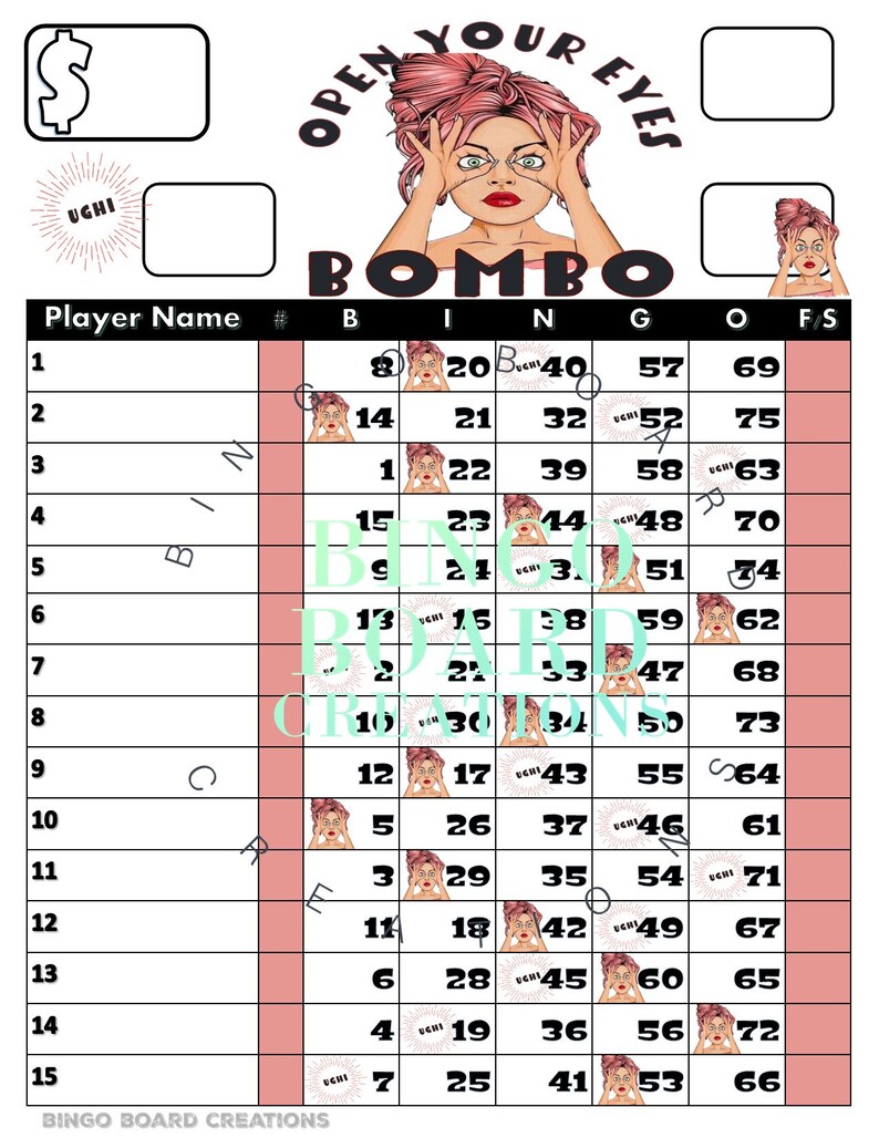 20 Bingo Bingo Boards 75 Ball Mixed and Straight - Etsy