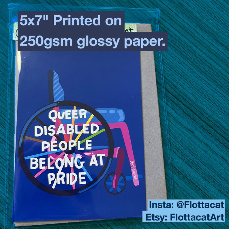 5 X 7" Art Print | Queer Disabled People Belong at Pride | Trans LGBTQ ...