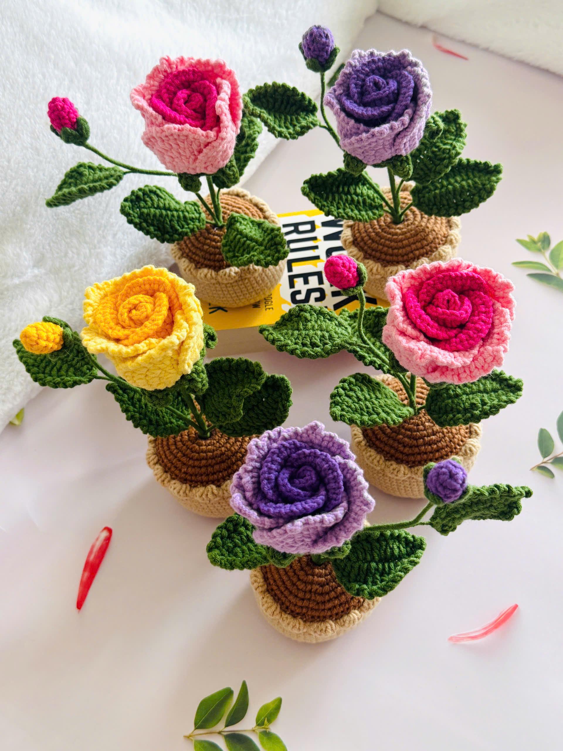 Crochet Gift Box, Rose Gift Box, Gift Basket With Crochet, Flower Gift ...