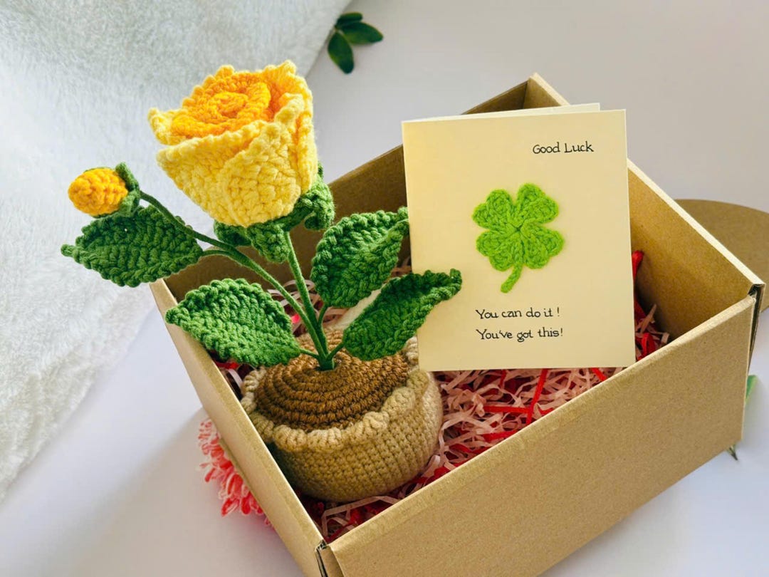 Crochet Gift Box, Rose Gift Box, Gift Basket With Crochet, Flower Gift ...