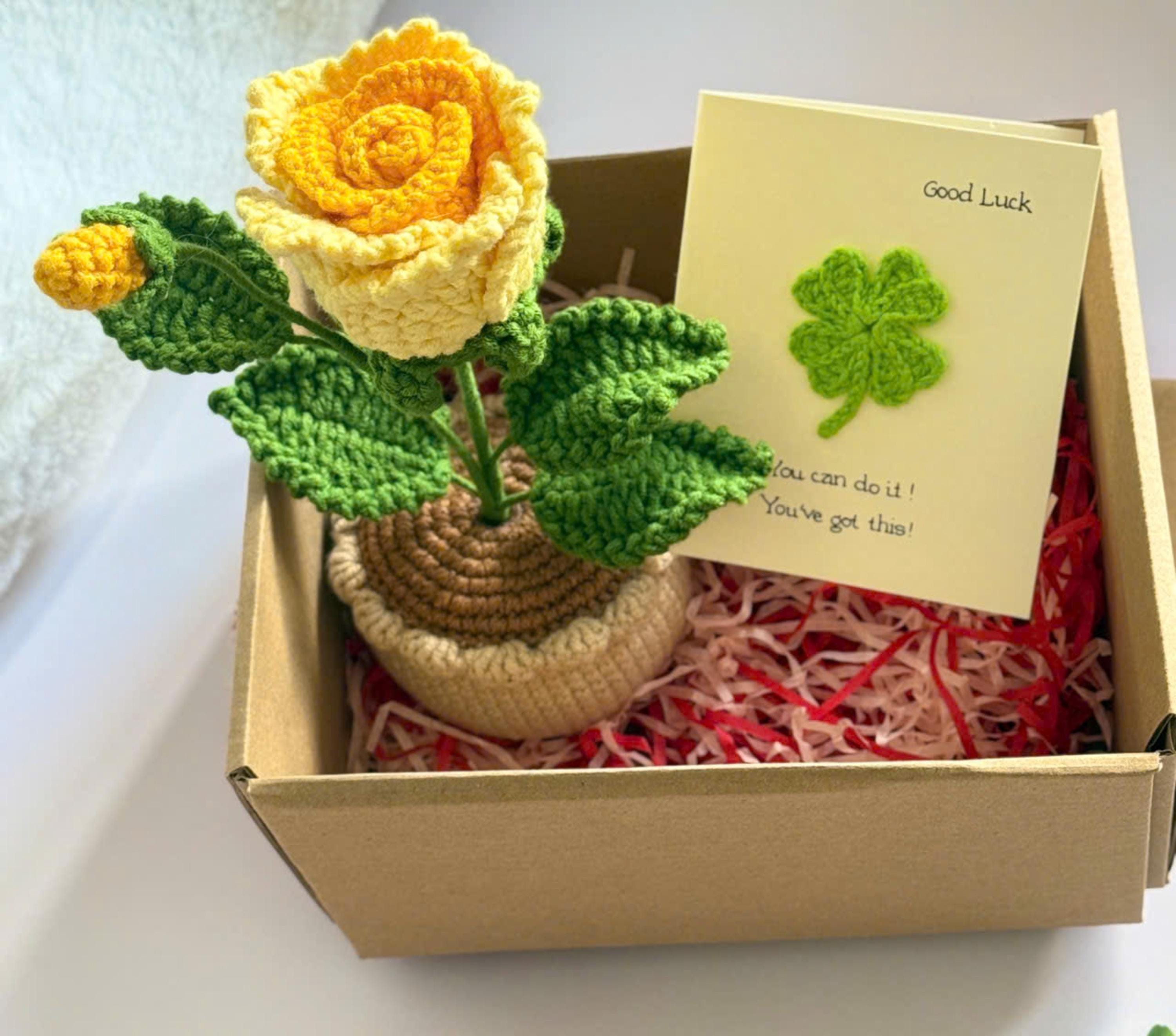 Crochet Gift Box, Rose Gift Box, Gift Basket With Crochet, Flower Gift ...