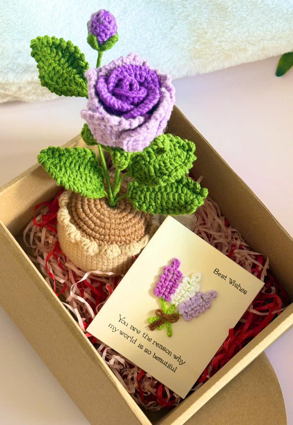 Crochet Gift Box, Rose Gift Box, Gift Basket With Crochet, Flower Gift ...