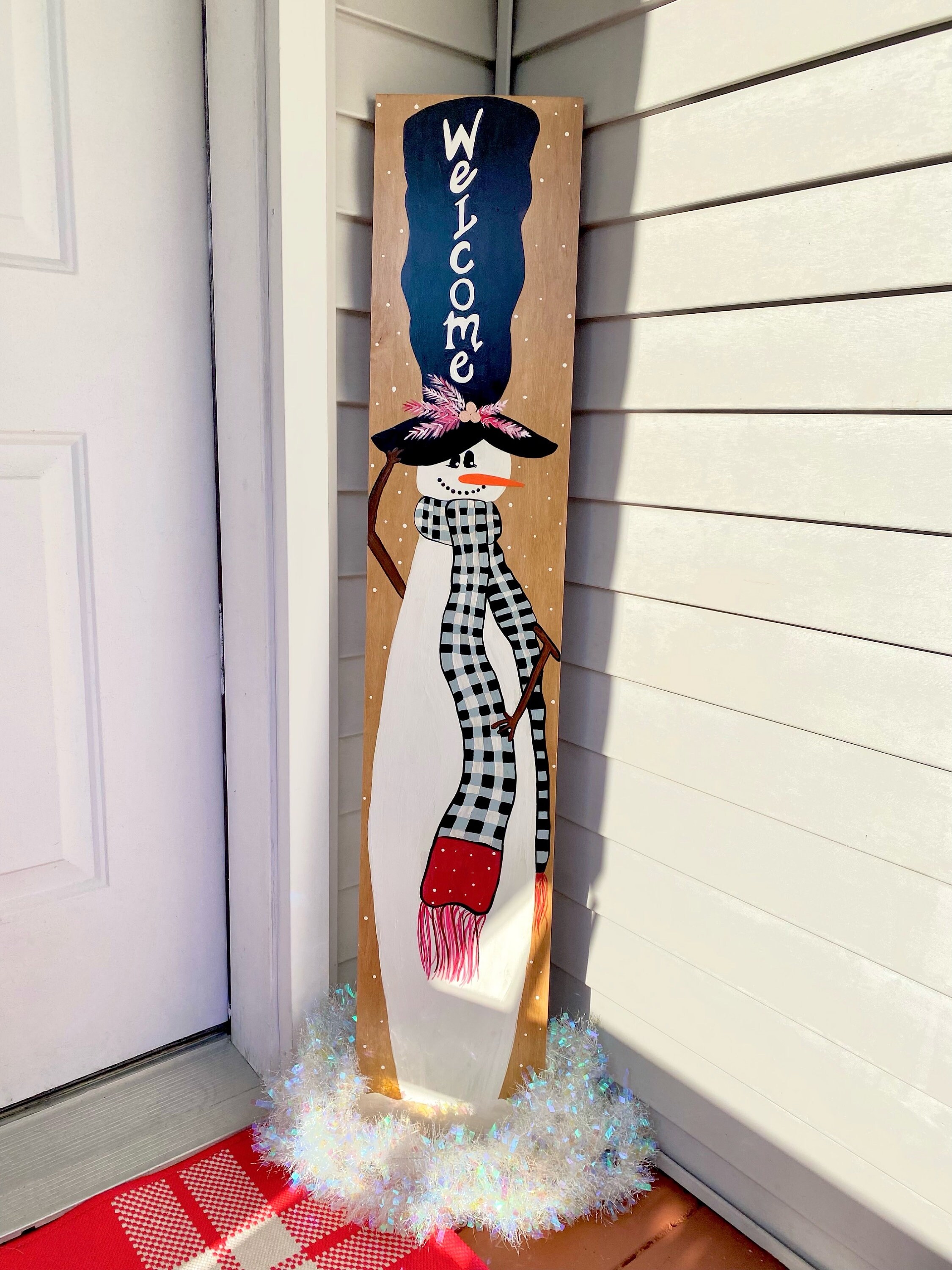 Winter/christmas Door Signs Snoopy Winter Christmas Snowman Porch Decor ...