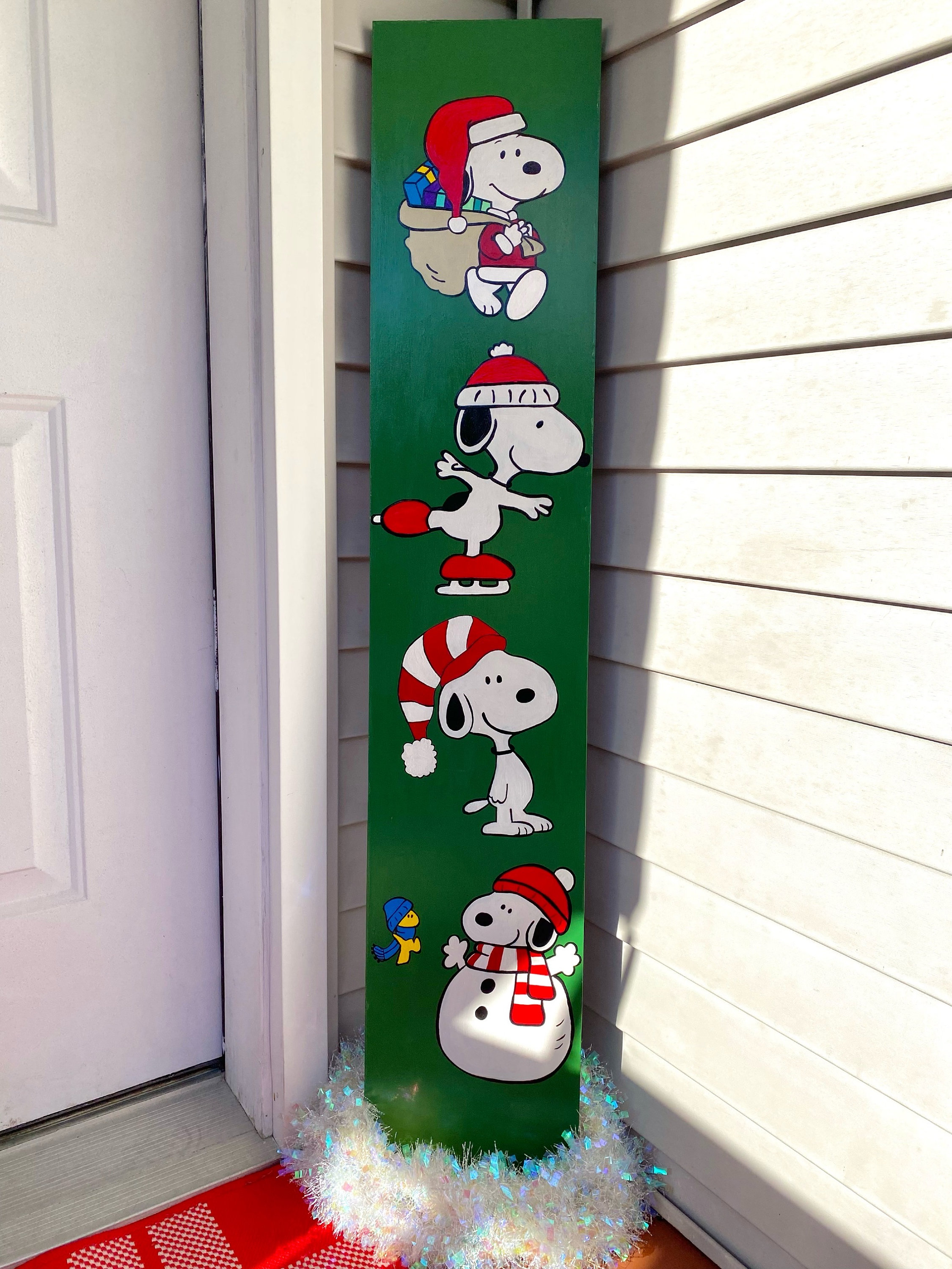 Winter/christmas Door Signs Snoopy Winter Christmas Snowman Porch Decor ...