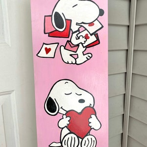Snoopy Valentines Porch Leaner Snoopy Hand Painted Signs Spring Sign ...