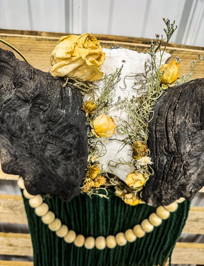 Real Cape Buffalo Mount Adorned With Wool Yarn Macrame and Genuine ...