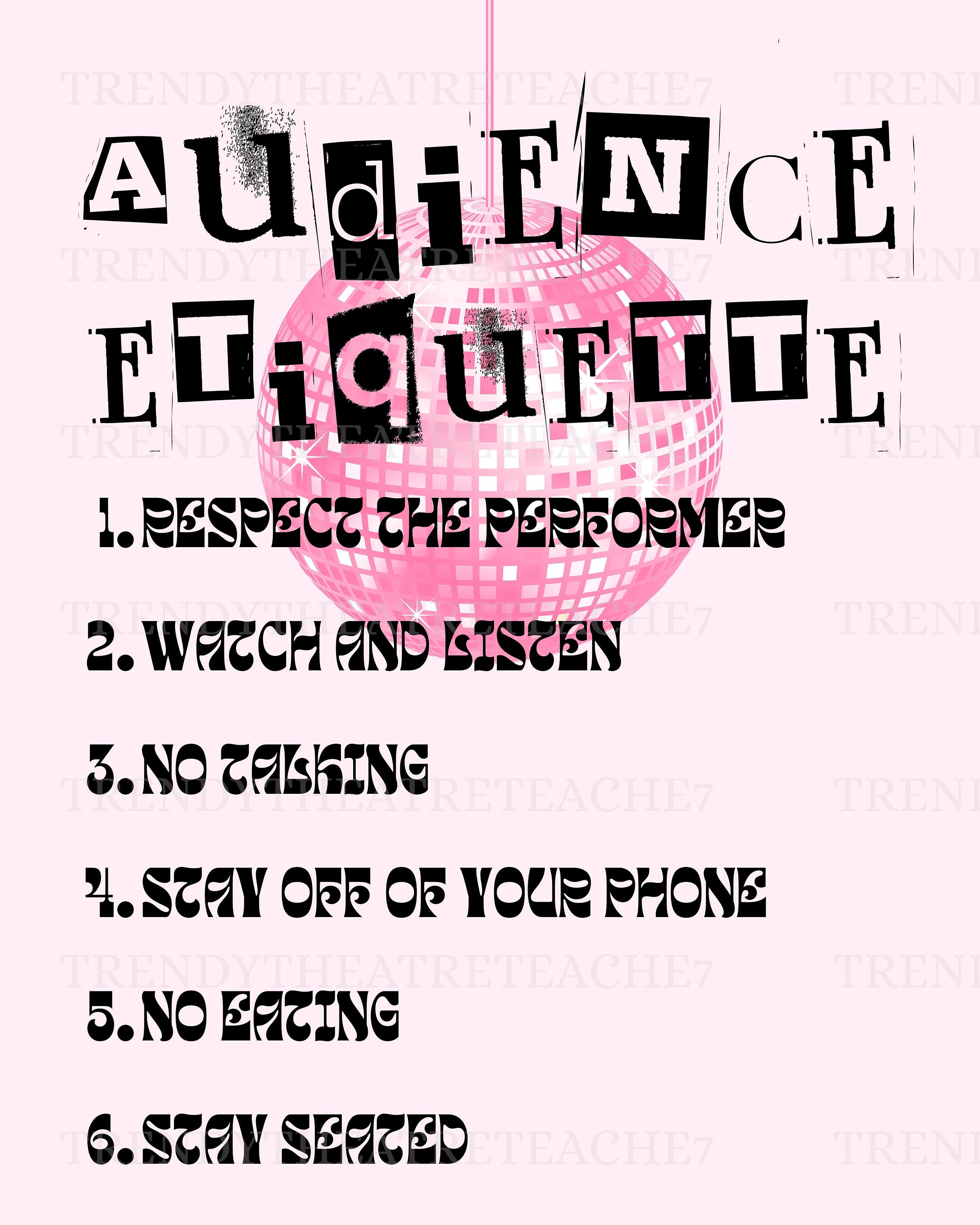 DIGITAL DOWNLOAD | Trendy Disco Theatre Classroom Audience Etiquette ...