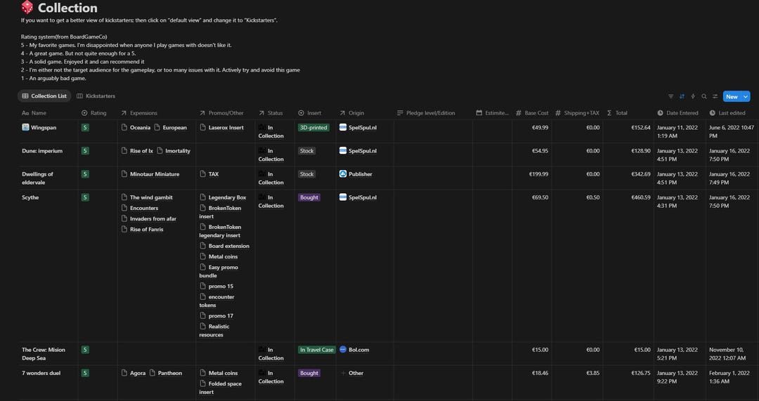 Notion Board Game Expenses Template for Collections & Budget Tracking ...