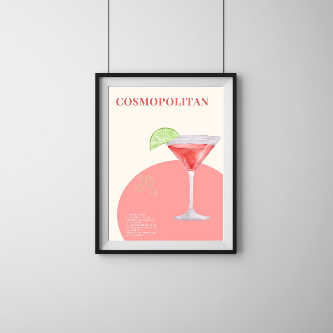 Cosmopolitan Poster Kitchen Posters Cosmopolitan Art Print - Etsy