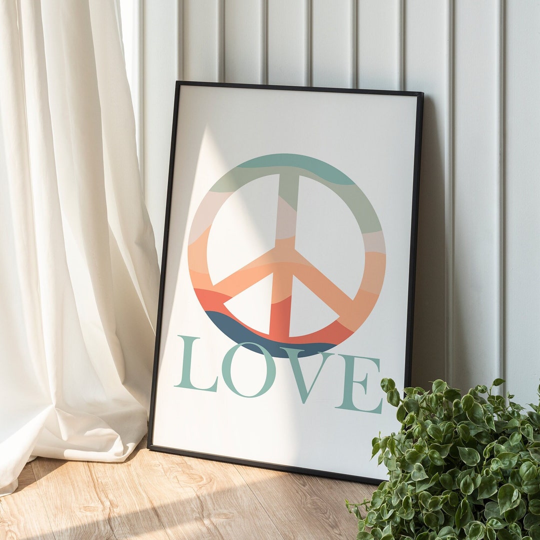 Peace and Love Digital Download Print Trendy Eclectic Wall Art Preppy ...