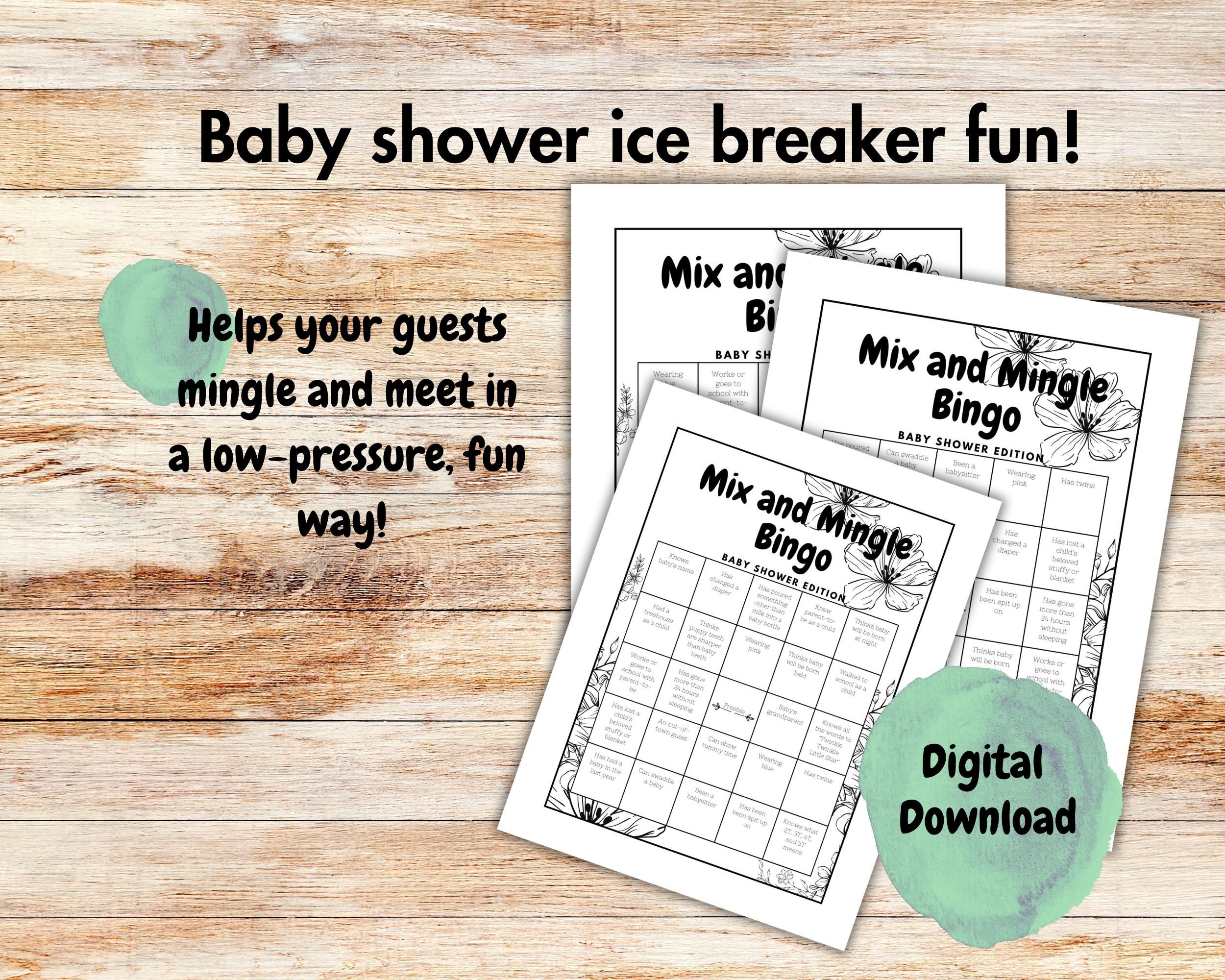 Fun and Interactive Baby Shower Game: Mix and Mingle Bingo Perfect ...