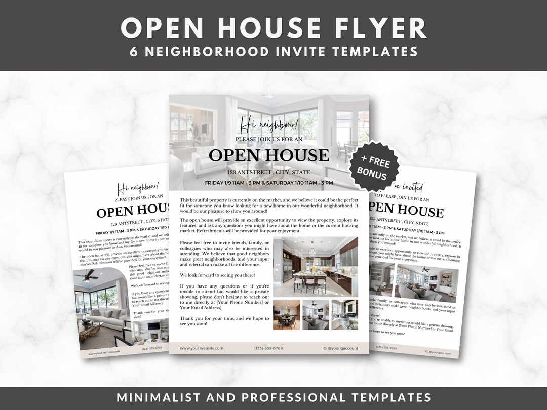 Neighborhood Flyer Templates for Open Houses, Real Estate Canva ...