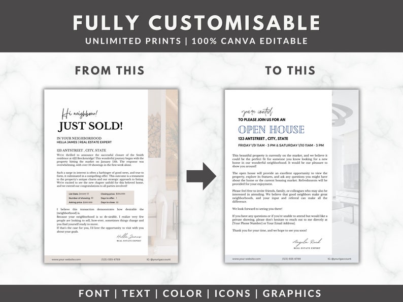 Just Sold Listing Letter Template, Just Sold Flyer, Real Estate Letter ...