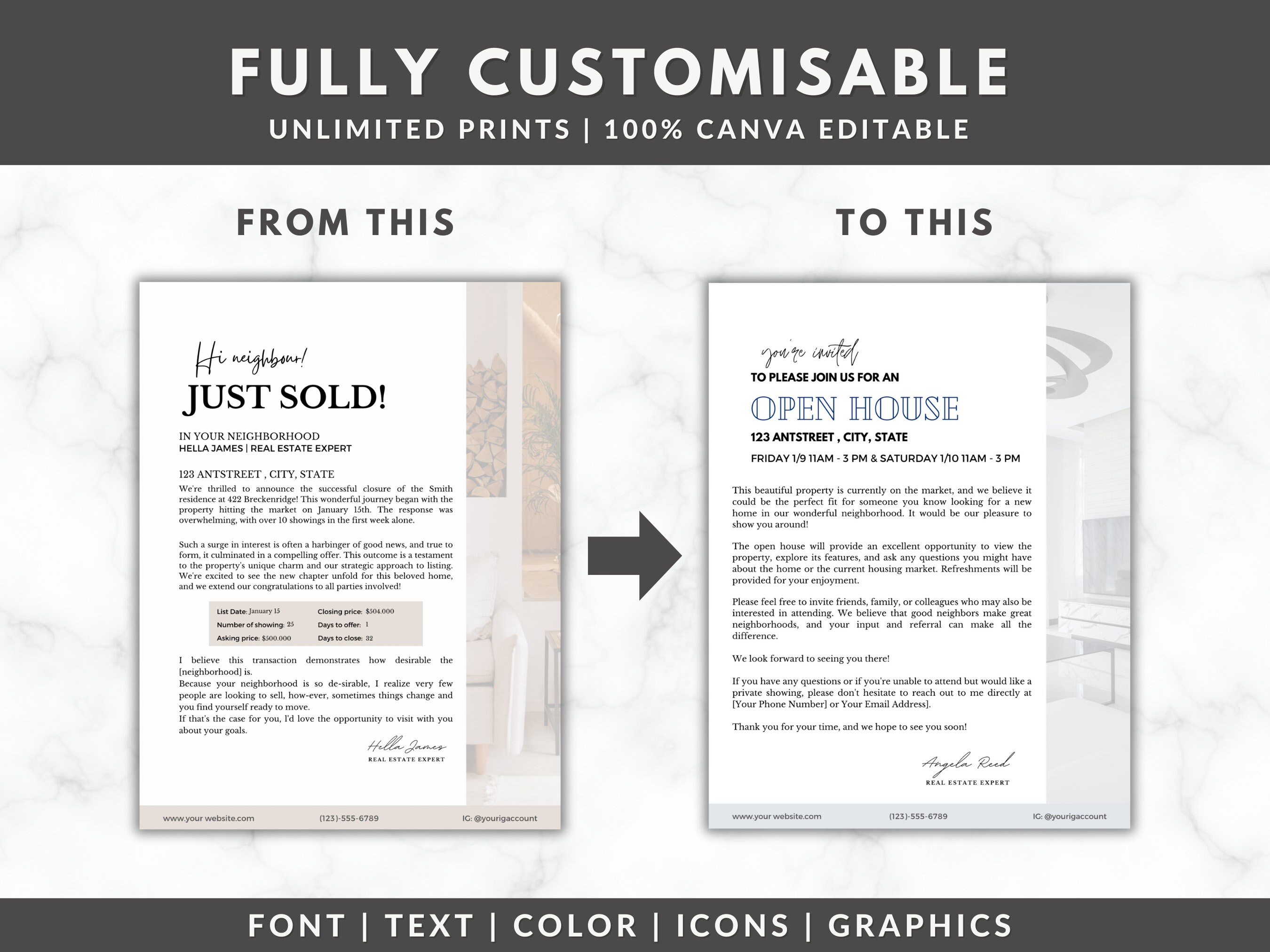 Just Sold Listing Letter Template, Just Sold Flyer, Real Estate Letter ...