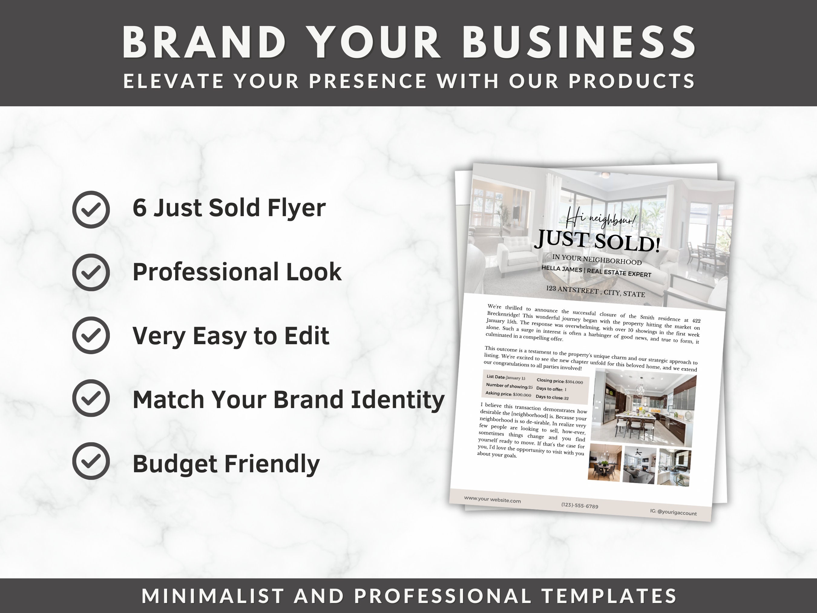 Just Sold Listing Letter Template, Just Sold Flyer, Real Estate Letter ...