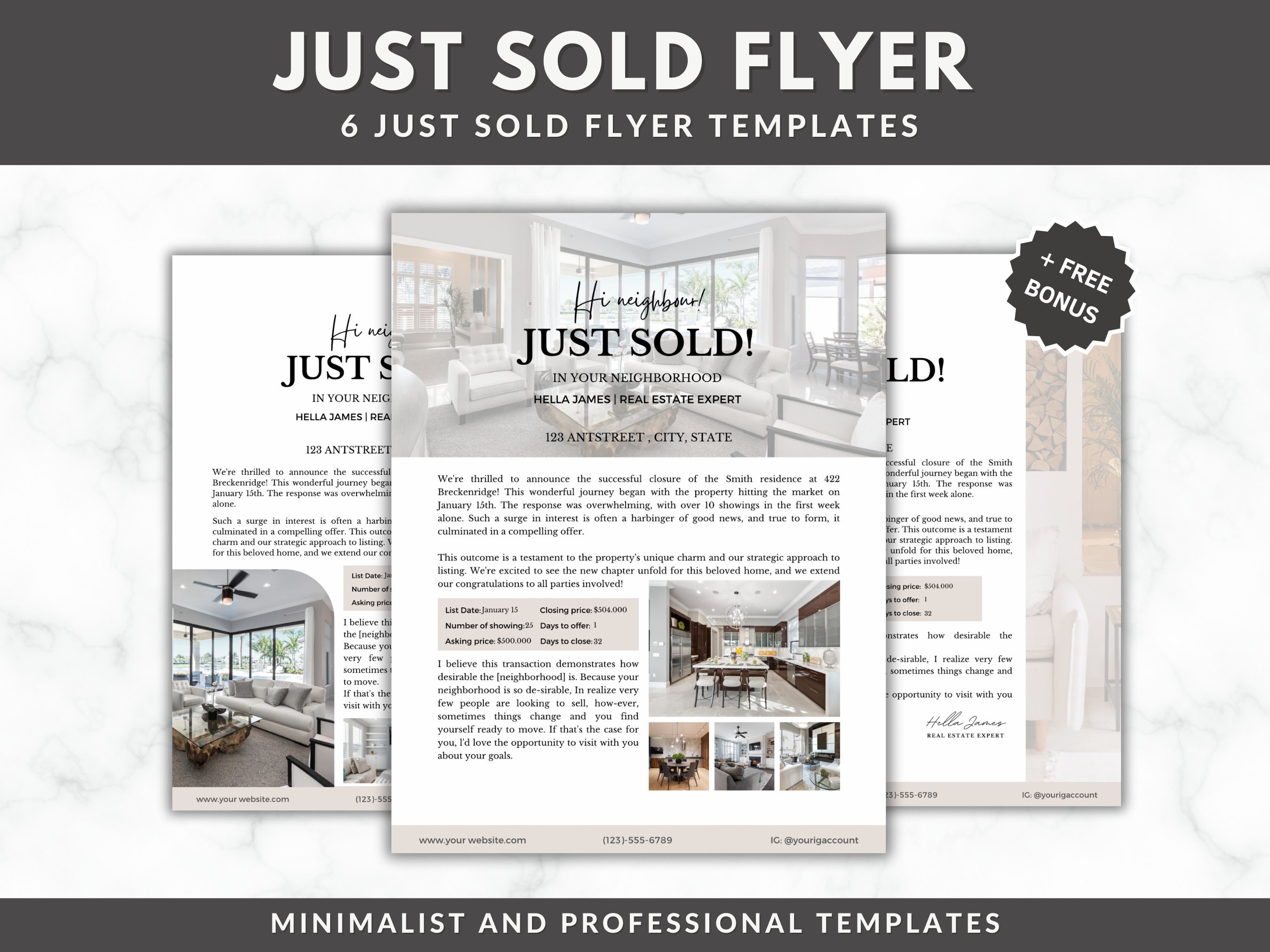 Just Sold Listing Letter Template, Just Sold Flyer, Real Estate Letter ...