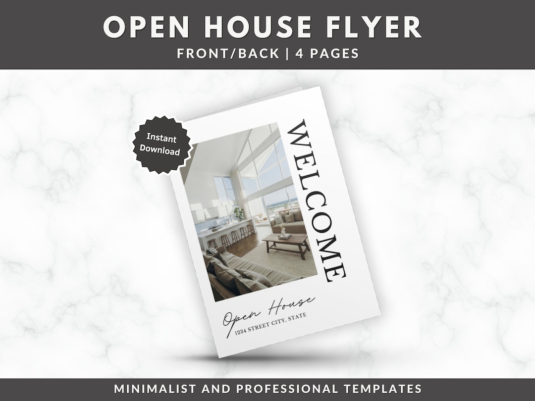 Bi-fold Open House Brochure Canva Template for Realtors, Real Estate ...