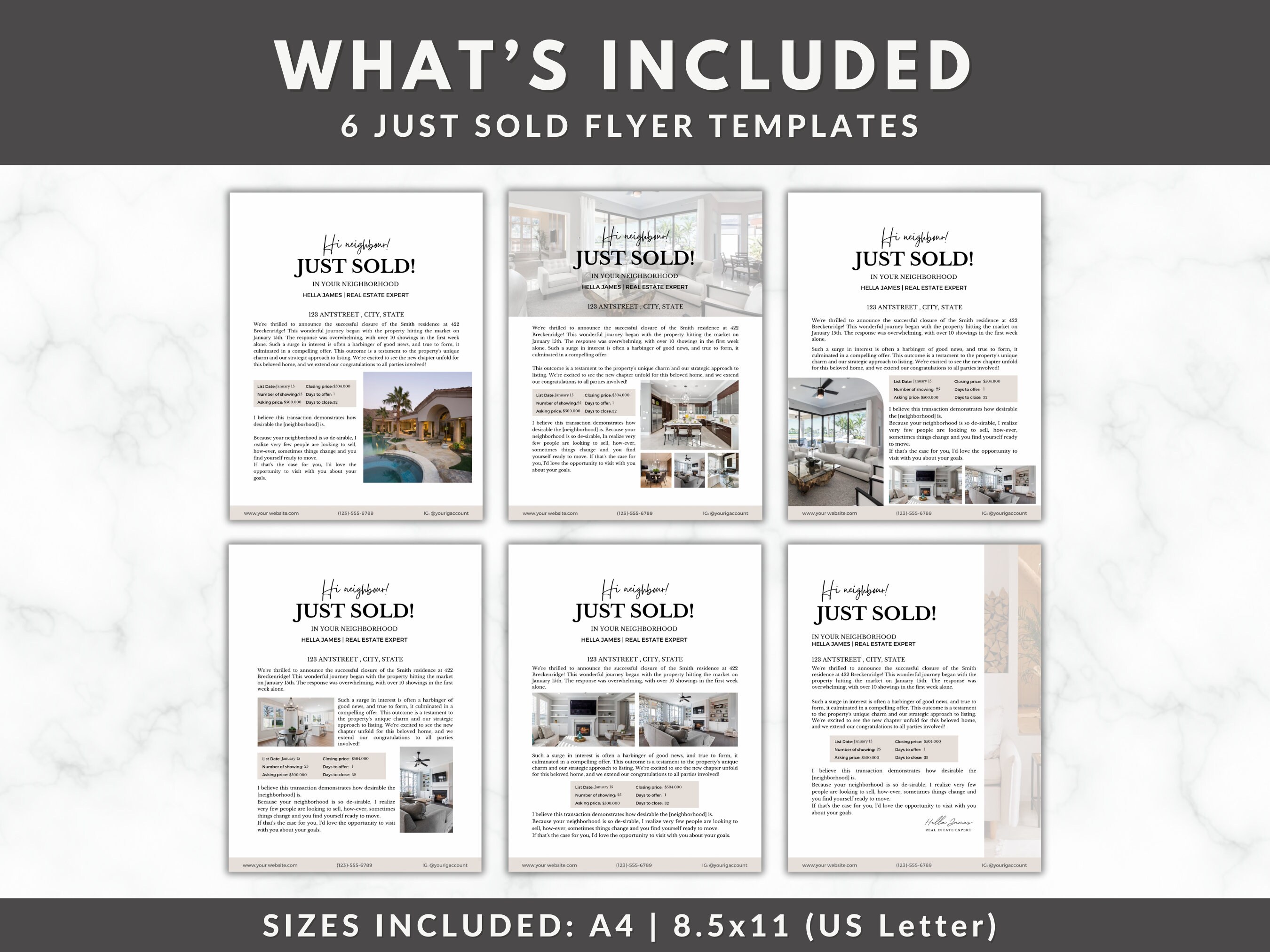 Just Sold Listing Letter Template, Just Sold Flyer, Real Estate Letter ...