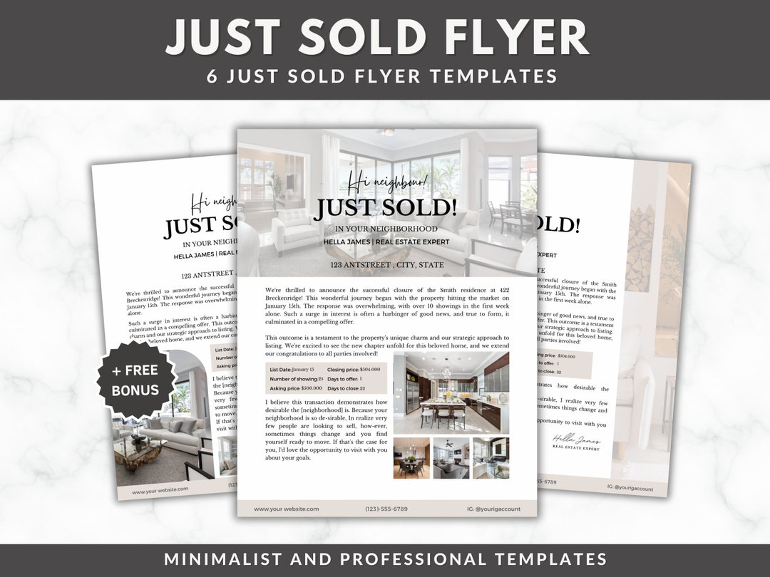 Just Sold Listing Letter Template, Just Sold Flyer, Real Estate Letter ...