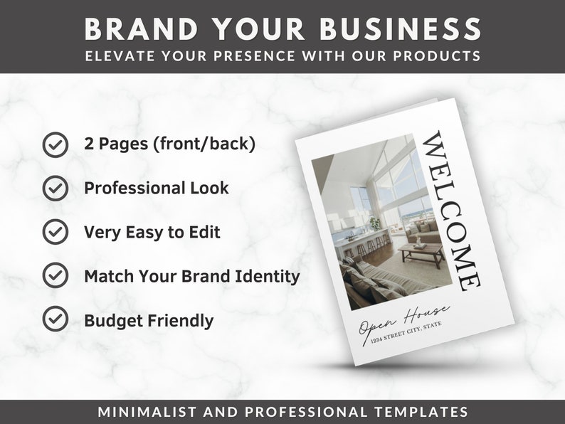 Bi-fold Open House Brochure Canva Template for Realtors, Real Estate ...