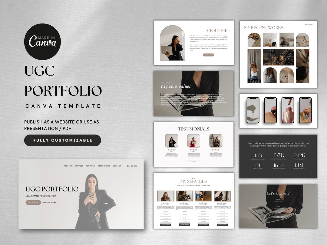 UGC Portfolio Template Canva, UGC Website Template, UGC Media Kit, Content Creator Kit ...