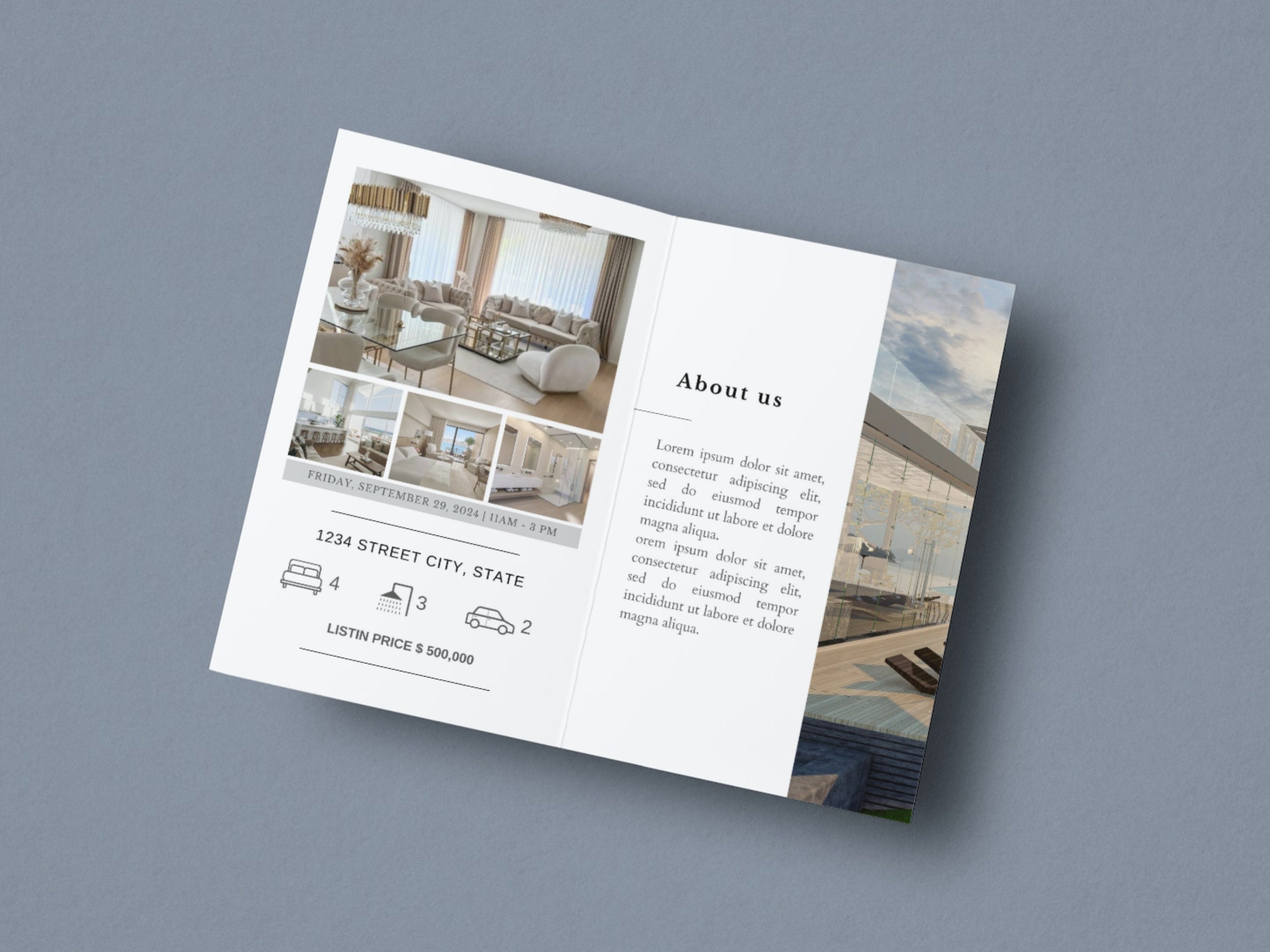 Bi-fold Open House Brochure Canva Template for Realtors Real - Etsy