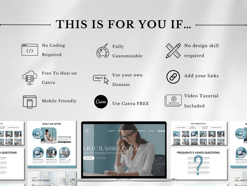 Virtual Assistant Canva Website Template One Page Website - Etsy