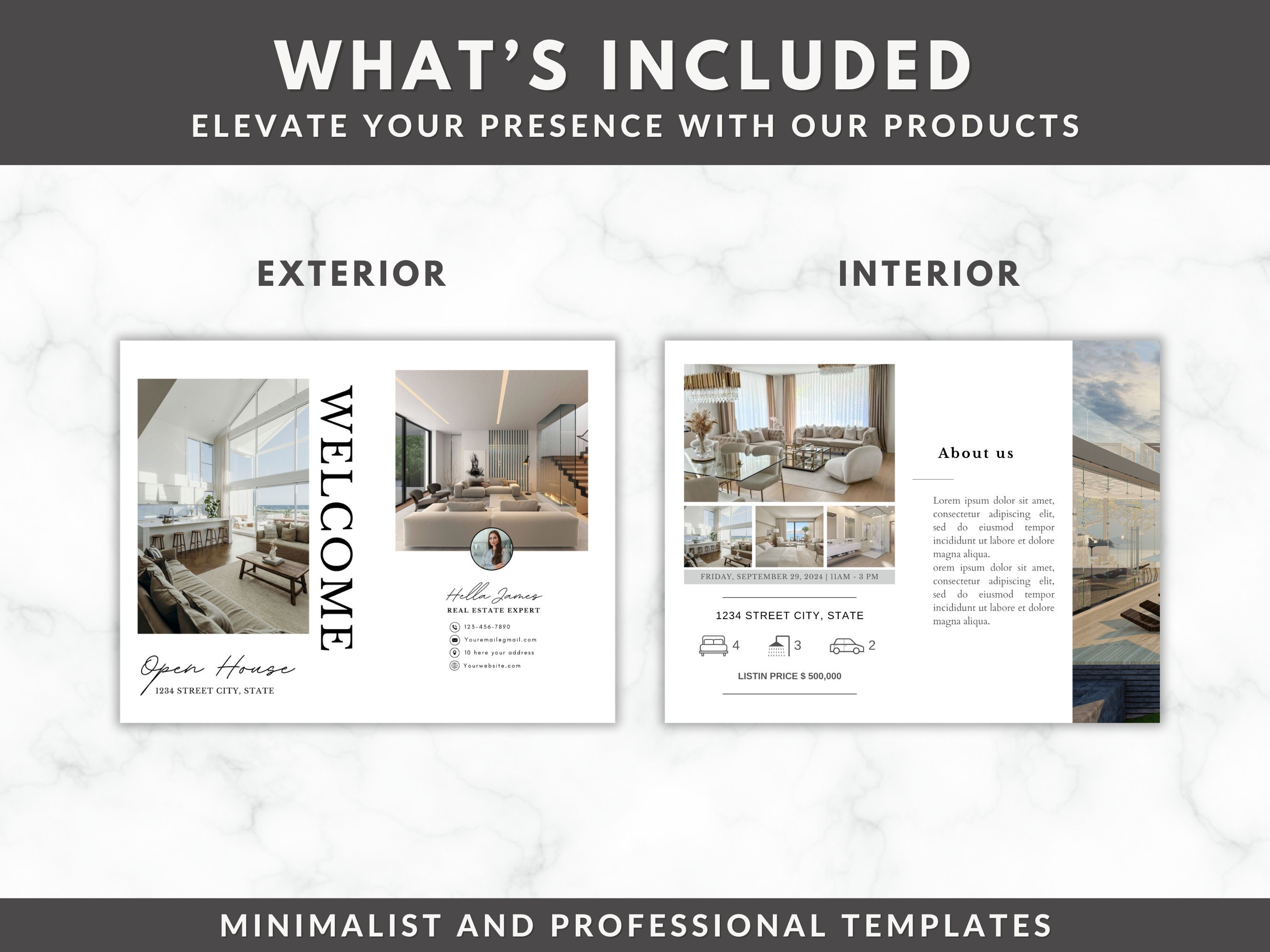 Bi-fold Open House Brochure Canva Template for Realtors, Real Estate ...