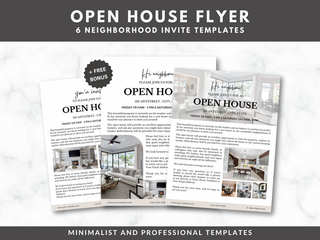 Neighborhood Flyer Templates for Open Houses, Real Estate Canva ...