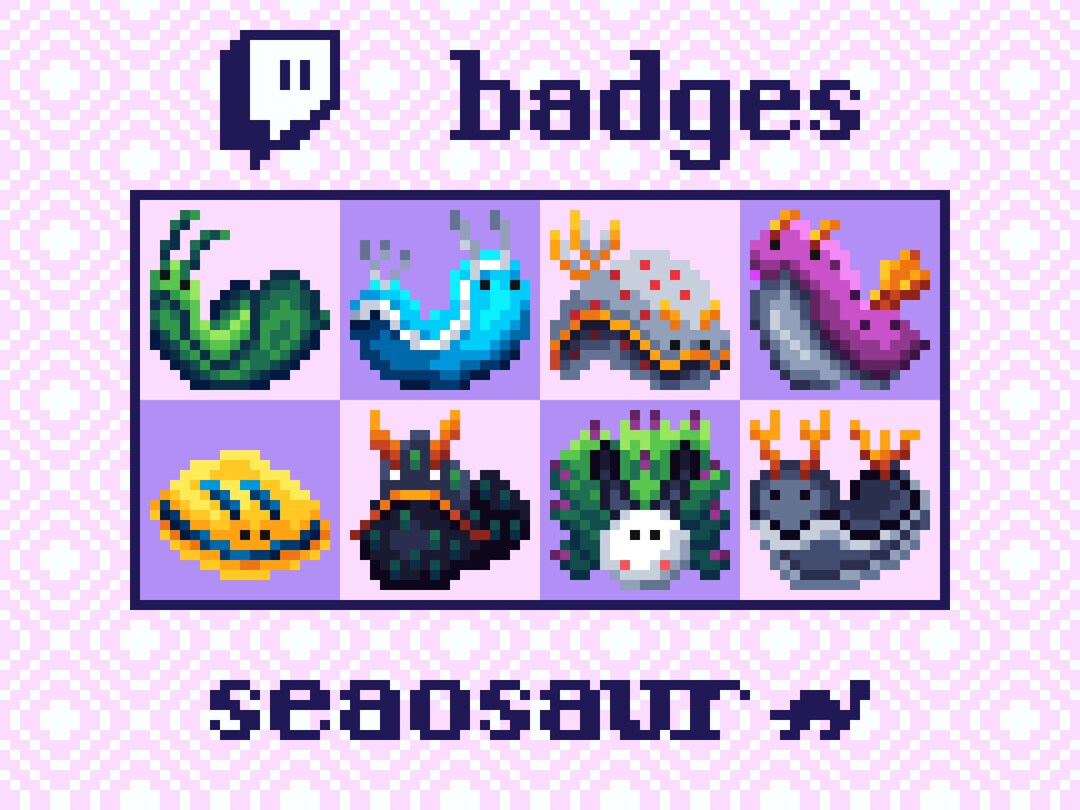 Sea Slugs Pixel Art Twitch Sub/bit Badges Livestreaming - Etsy