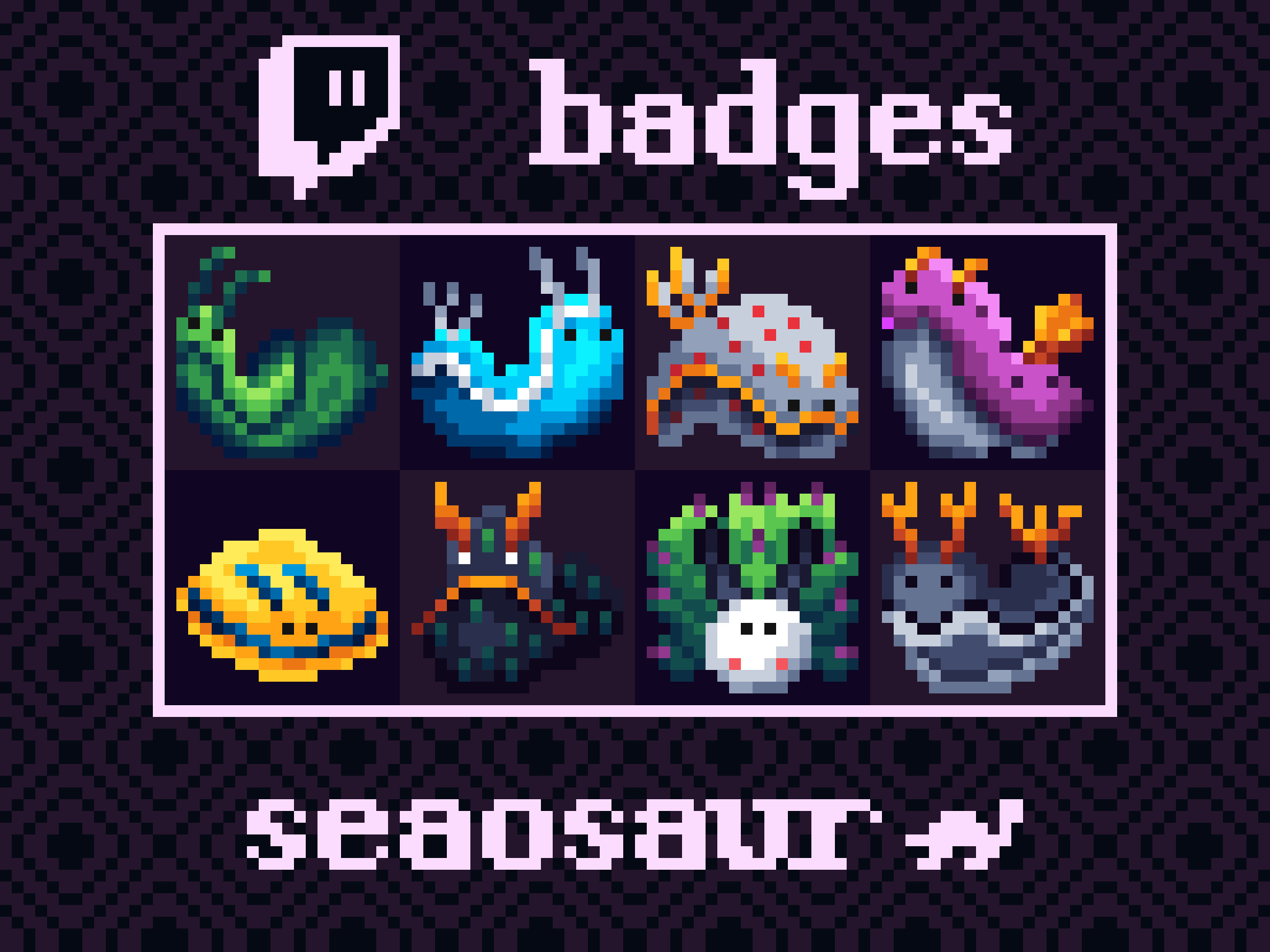 Sea Slugs Pixel Art Twitch Sub/bit Badges Livestreaming - Etsy