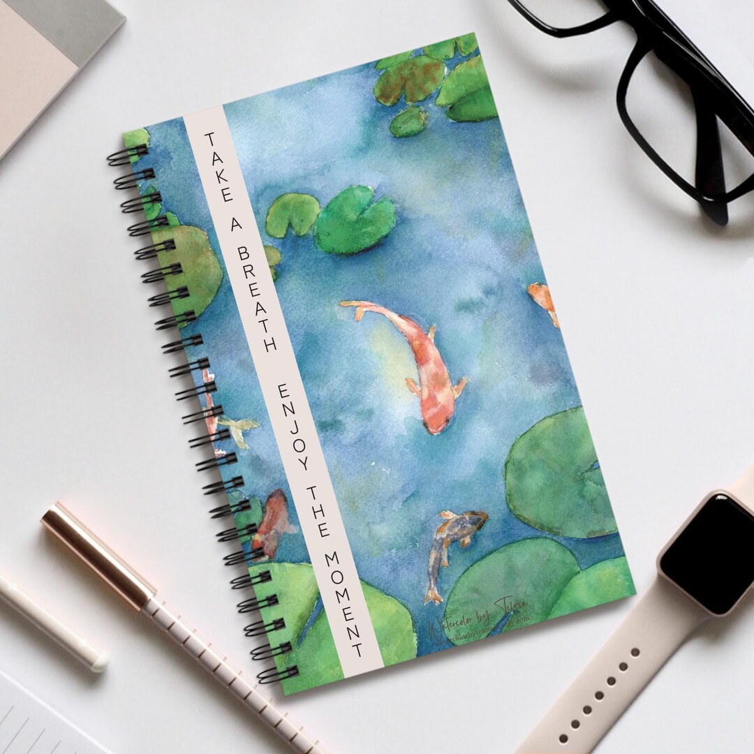 Koi Fish Pond Soft Cover Notebook, Art Print Journal, Decorative Diary ...