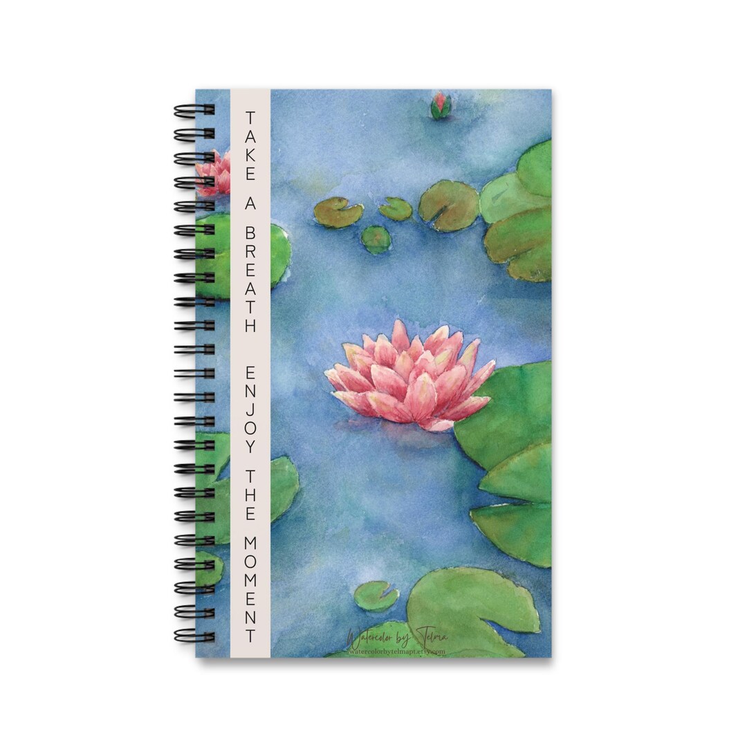 Lotus Flower Notebook Cover, Lily Pad Pond Artwork, Sketchbook and ...