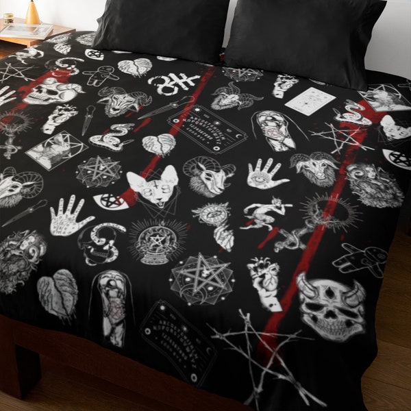 Black Occult Satanic Bedding Set - Etsy