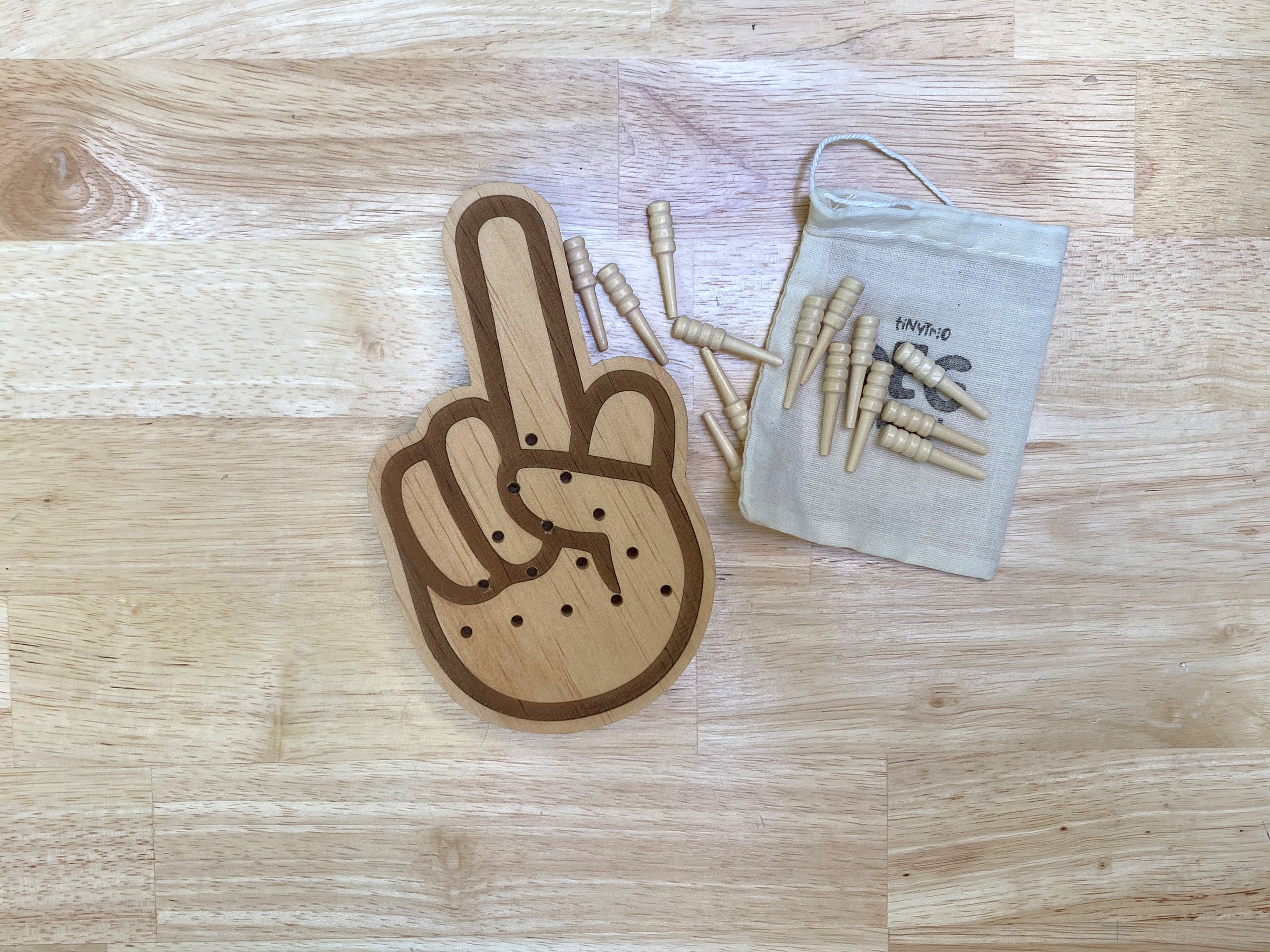Middle Finger Peg Game Laser-engraved Wood Middle Finger Hand Sign Peg ...