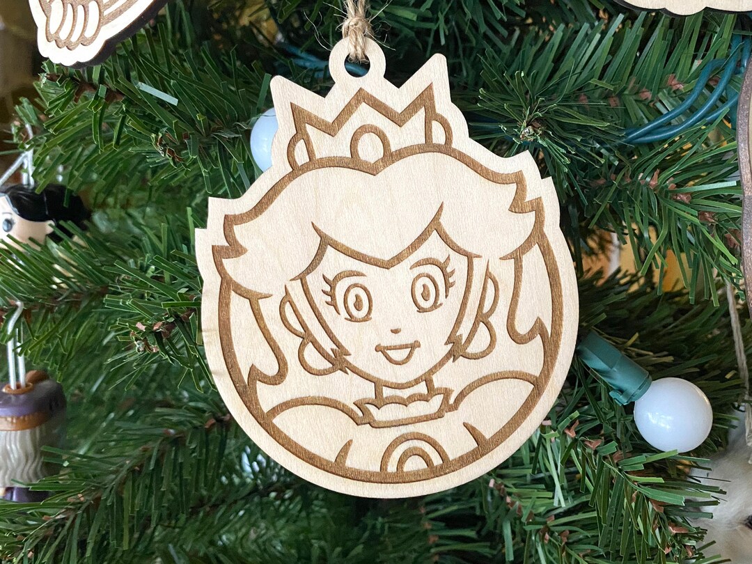 Super Mario Wood Christmas Ornament Series - Laser-engraved Wood Mario ...