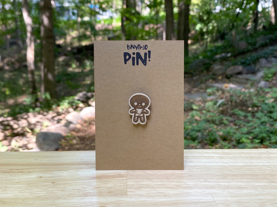 Cute Skeleton Pin - Cute Halloween Laser Engraved Wooden Pin - Etsy