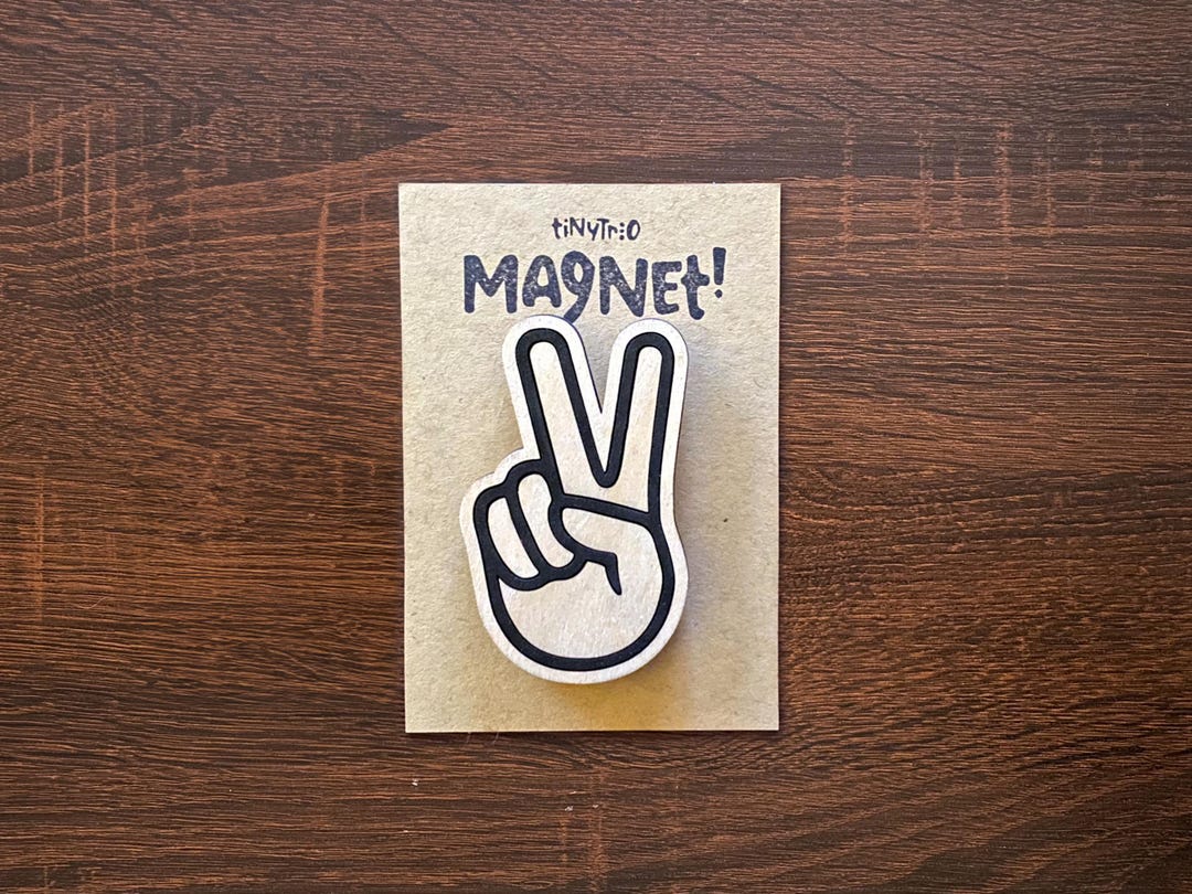 Peace Sign Hand Magnet - Laser-cut Wood Peace Sign Magnet - Etsy