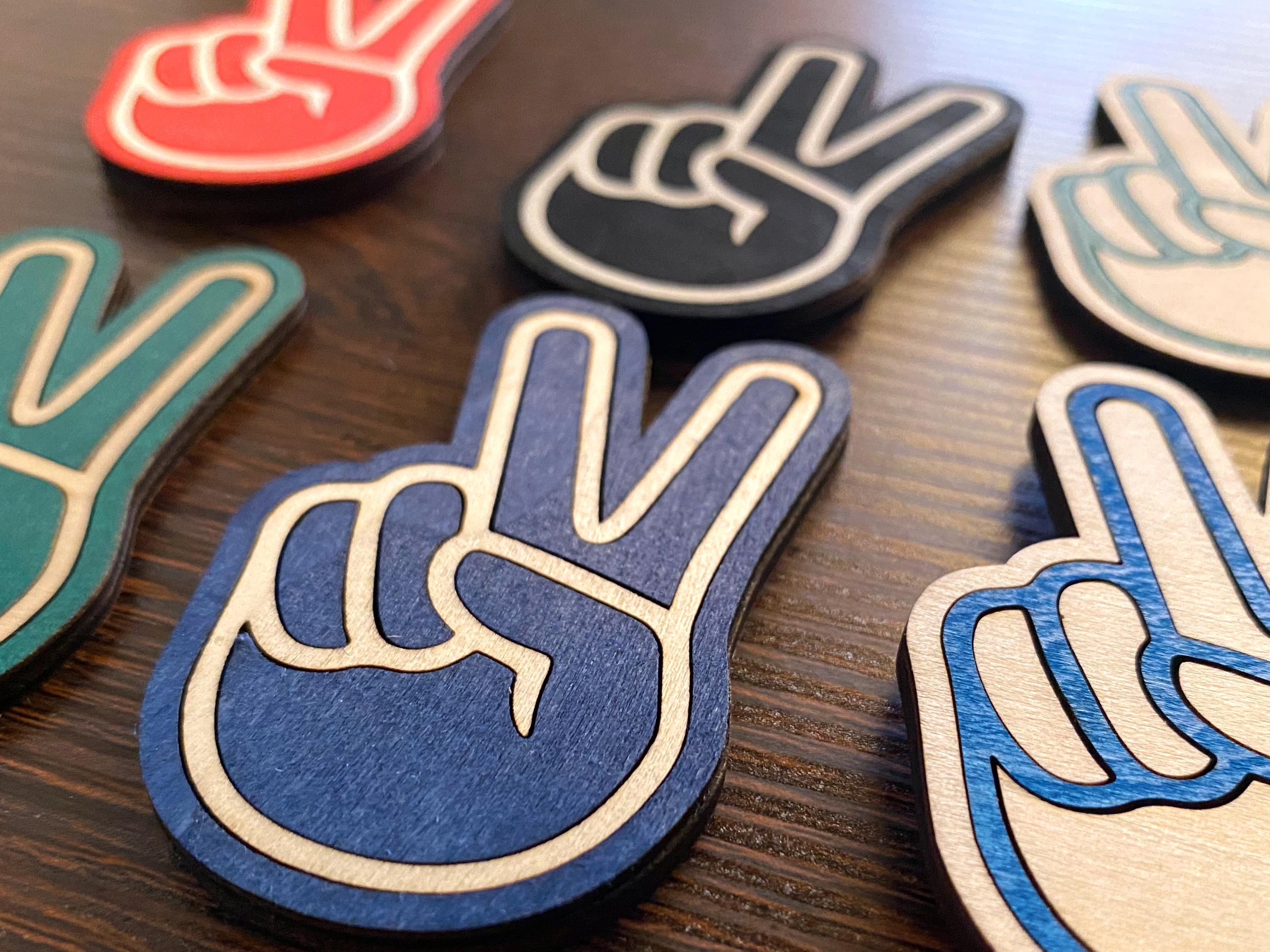 Peace Sign Hand Magnet - Laser-cut Wood Peace Sign Magnet - Etsy